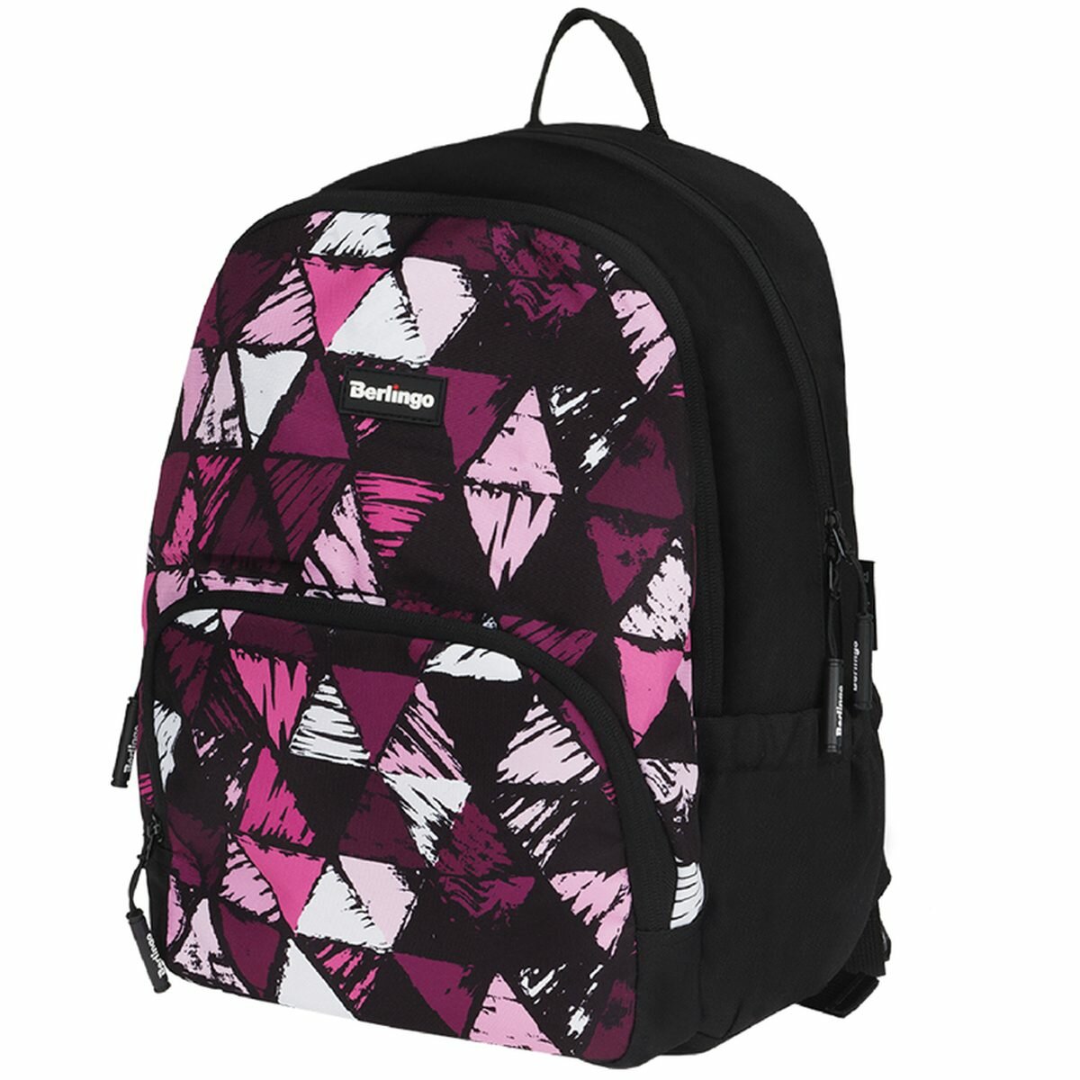Рюкзак школьный Berlingo Light "Black triangles", 39,5x28x16см, 2 отделения, 3 кармана, уплотненная спинка (RU08024)