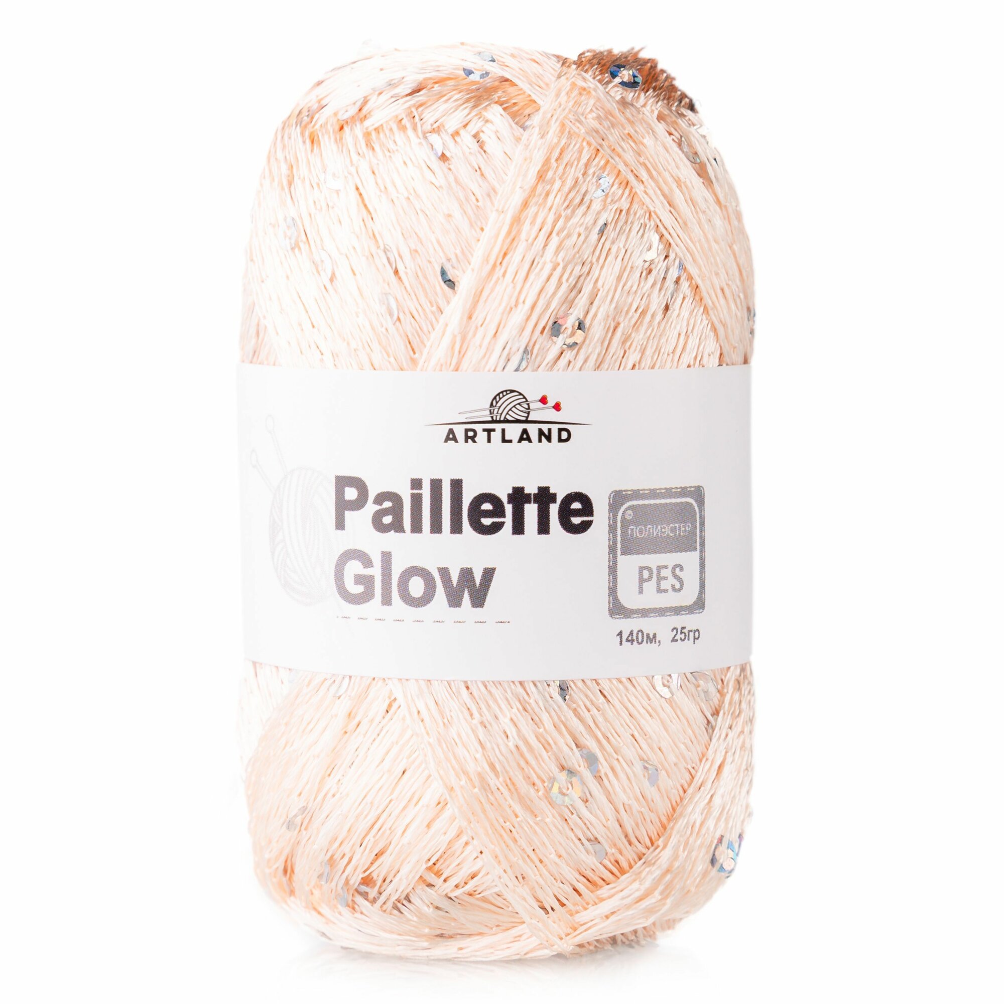 Пряжа Artland Paillette Glow Добавочная нить с пайетками 13 розовый жемчуг (25г/140м, упаковка 10 мотков)