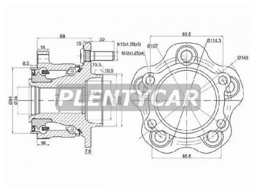 Ступица задняя infiniti g nissan fuga Sat ST-43202-JK00A Nissan: 43202-4GA0B