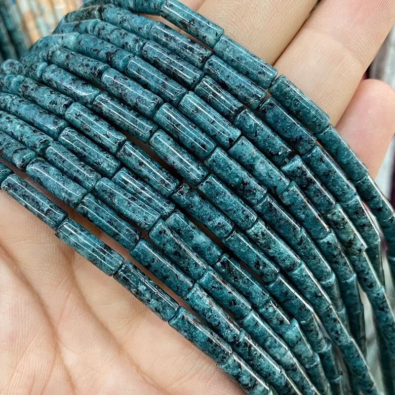 Бусины из камня, голубые 02, 4x13 мм