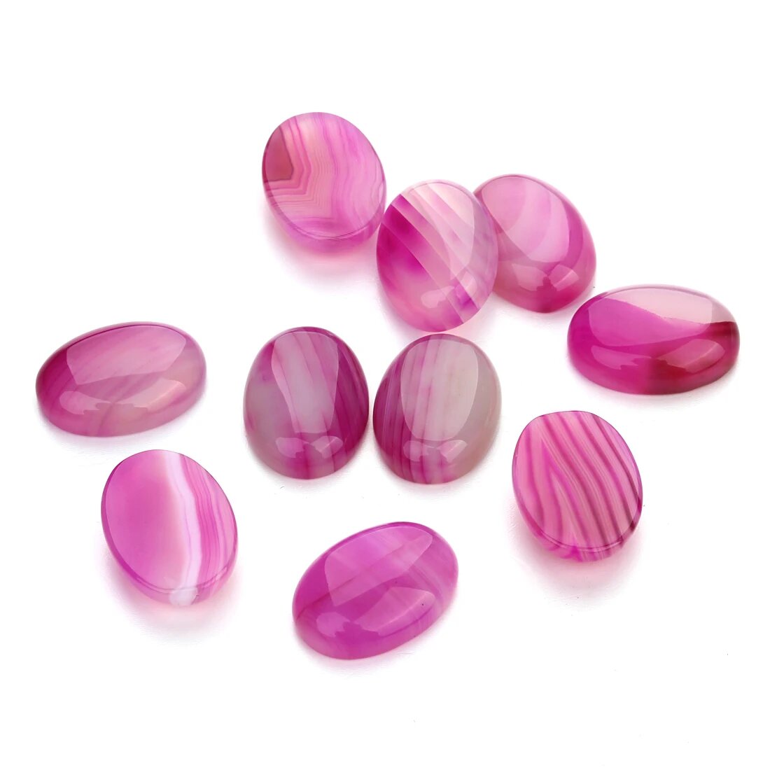 5 шт. овал агат кабошон 13x18 мм для бижутерии Розовый, 13x18mm, hot pink stripe