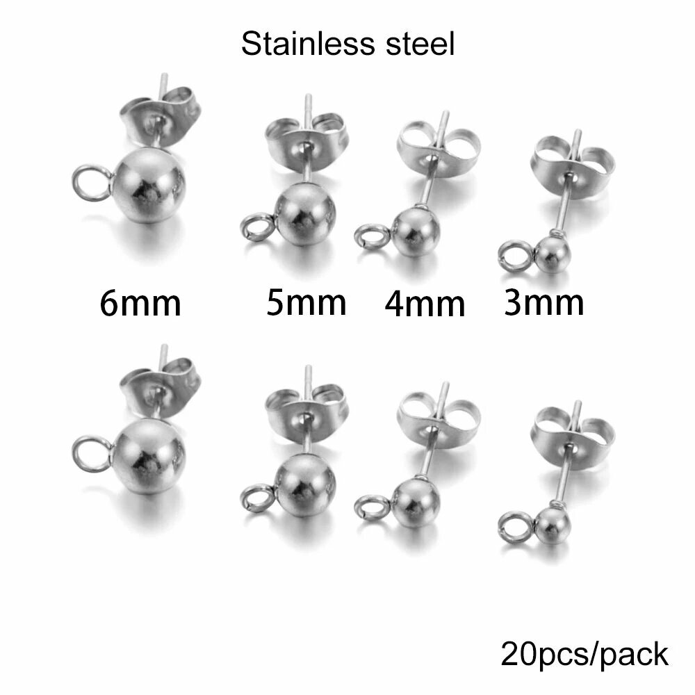 Серьги-гвоздики из нержавеющей стали, 3 мм, With hole Steel