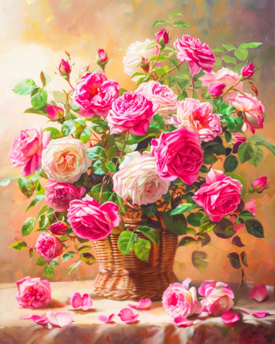 Картина по номерам цветы розы 40х50