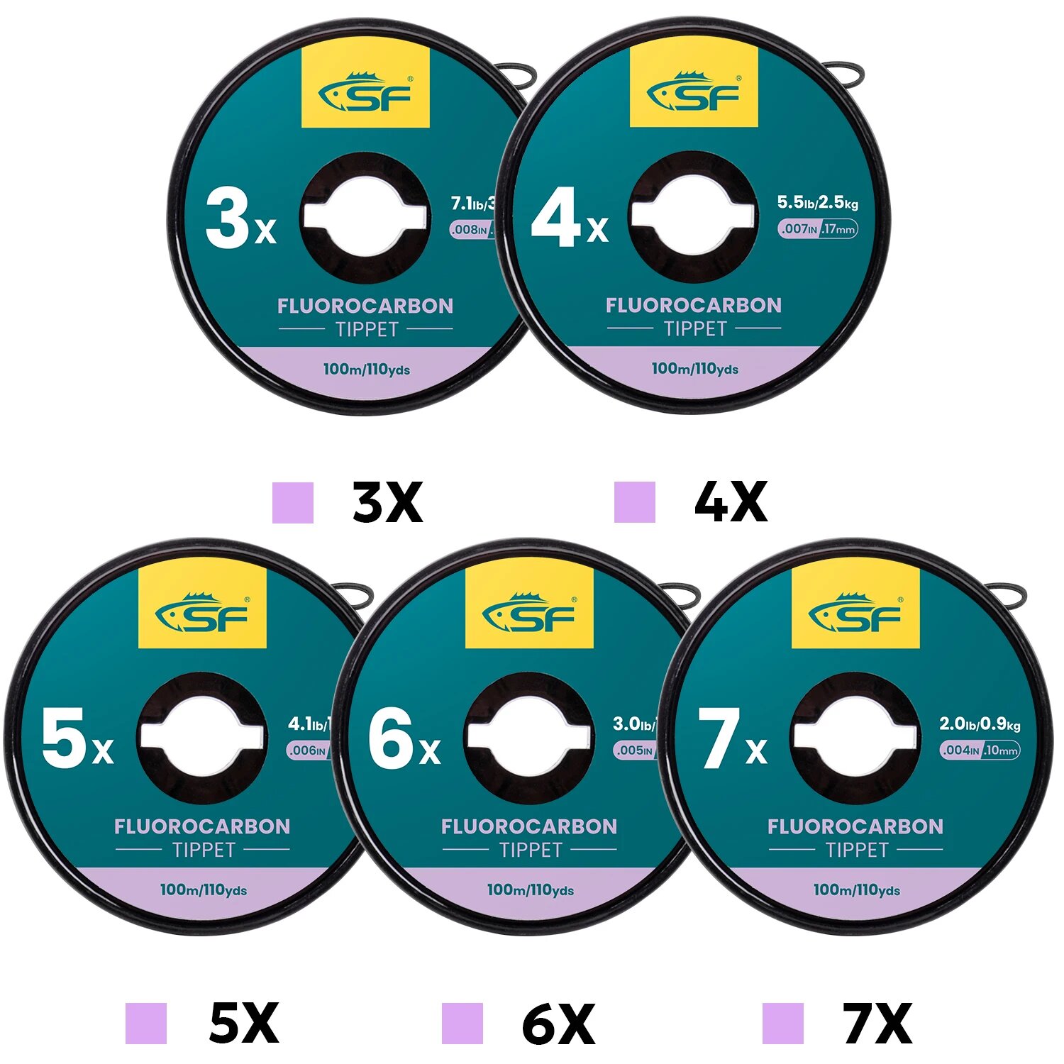 Прозрачный фторуглеродный палантин SF, леска с держателем для ловли нахлыстом, поводки для форели, форели, 30 м, 75 м, 100 м, 0X, 1X, 2X, 3X, 4X, 5X, 6X, 7X