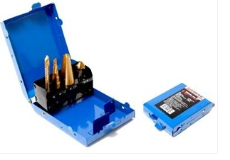 Набор сверл комбинированных, HSS 4241,4 пр.(сверло ступеньчатое:4-12мм, конусное:8-20мм, проходное-6мм, зенкер-12.4мм), в метал. футляре ROCKFORCE /1