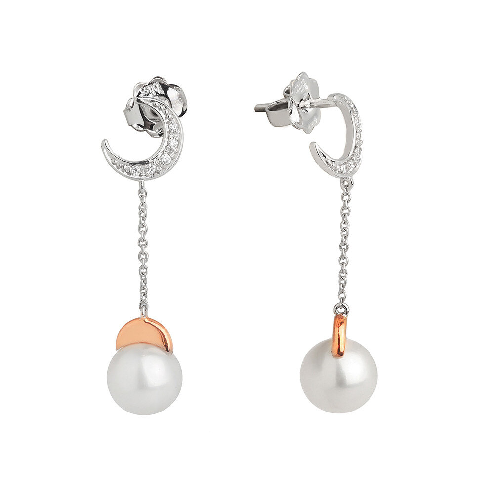 Серьги, красное золото, 750 проба, родирование, бриллиант