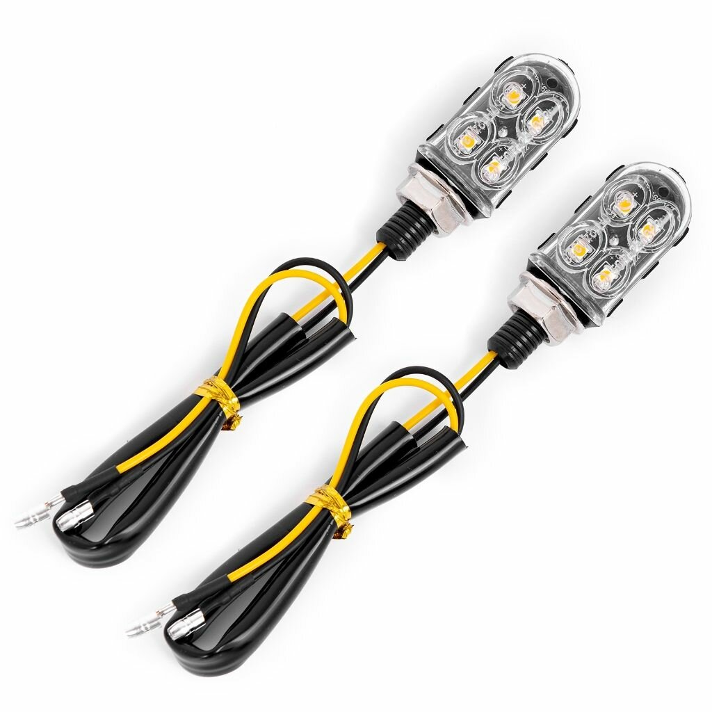 Фары мотоцикла,4LED мотоциклетные LED поворотники - прозрачный корпус, 1 пара