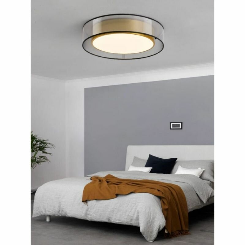 Современные Минималистские Круговые Медные Потолки. Аппаратные И Стеклянные Материалы Подходят Для Спальни, Гостиных, Столовых. Освещение Дома.