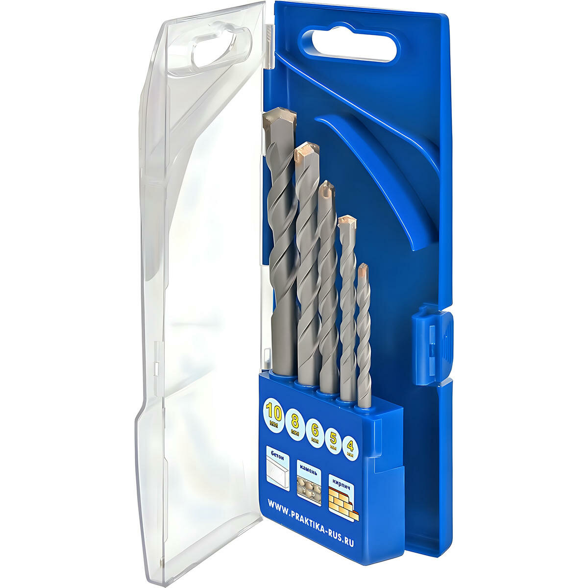 Набор сверл по бетону 5 шт. (4-10 мм, про-кассета) Профи ПРАКТИКА 640-322