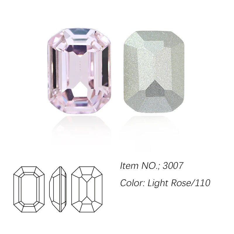 Стразы K9 10x14mm, Light Rose (110), 20шт