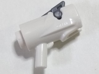 Minifigure, Weapon Gun, Mini Blaster / Shooter with Dark Bluish Gray Trigger (15391 / 15392), 15391c01 White U