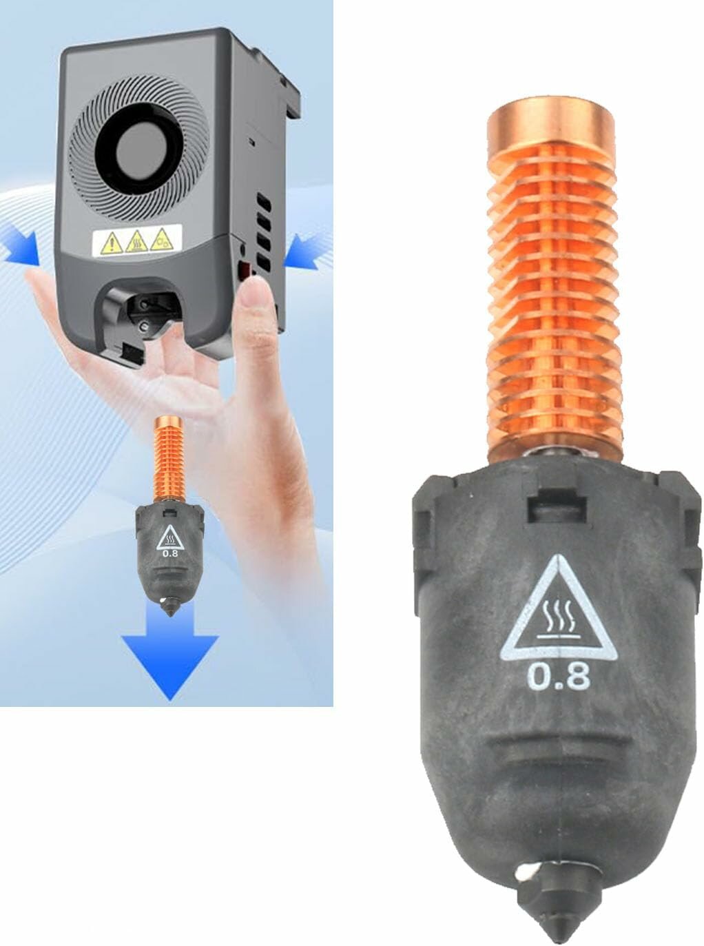 Flashforge Adventurer 5M и 5M Pro сопла 0,25 мм 0,4 мм 0,6 мм 0,8 мм 280 сопла комплект высокая скорость печати для 3D принтера, черный (0,4 мм)