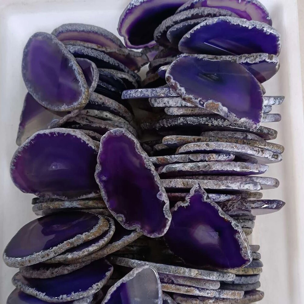 Натуральные камни агат и оникс для декора 50-80 мм Фиолетовый, NO.2 Purple