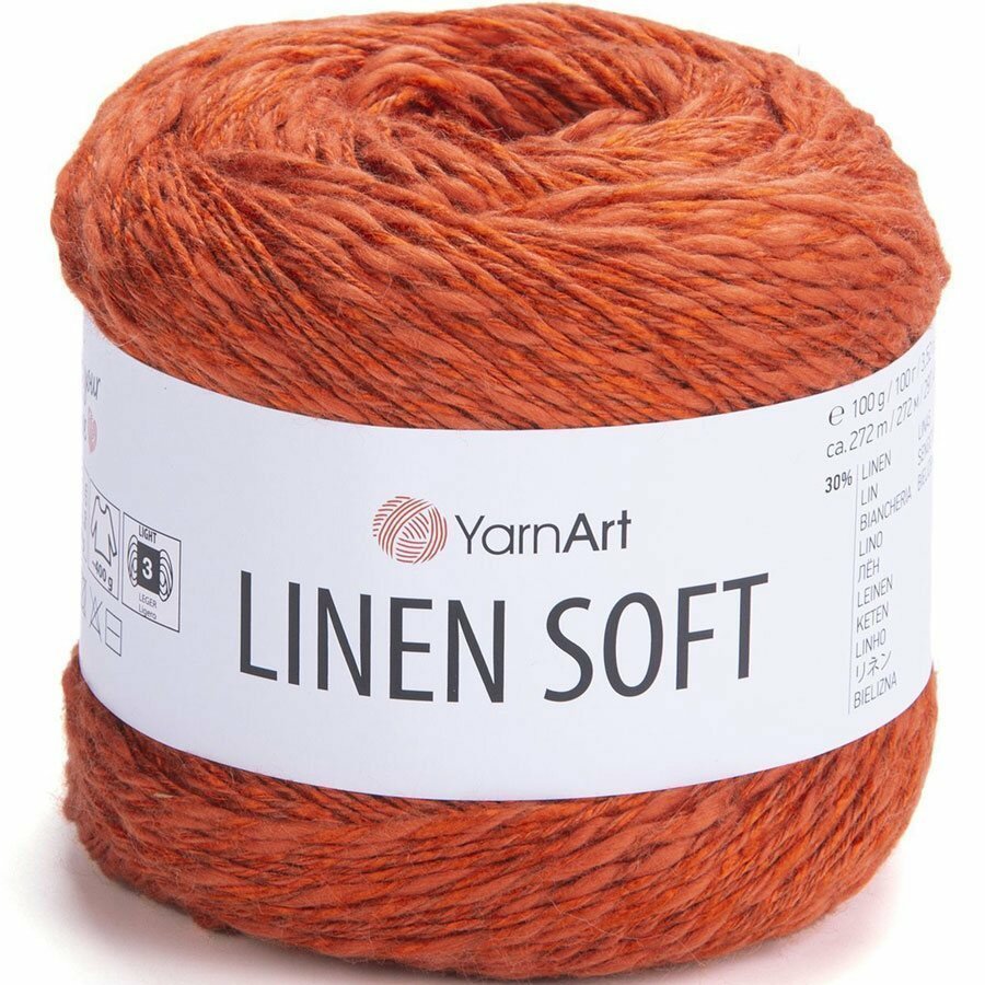 Пряжа Yarnart LINEN SOFT 7310 оранжевый (4 мотка)
