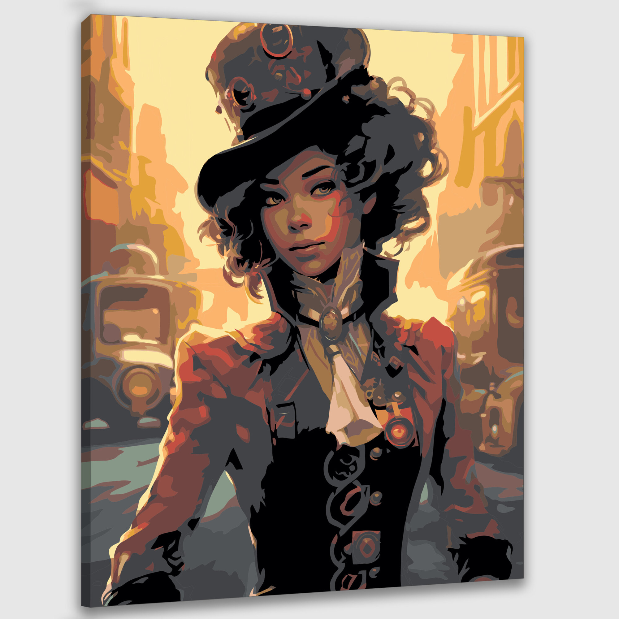 Картина по номерам 40x50 см, цифровая картина, кукла, стимпанк, яркая цветовая палитра, викторианская мода