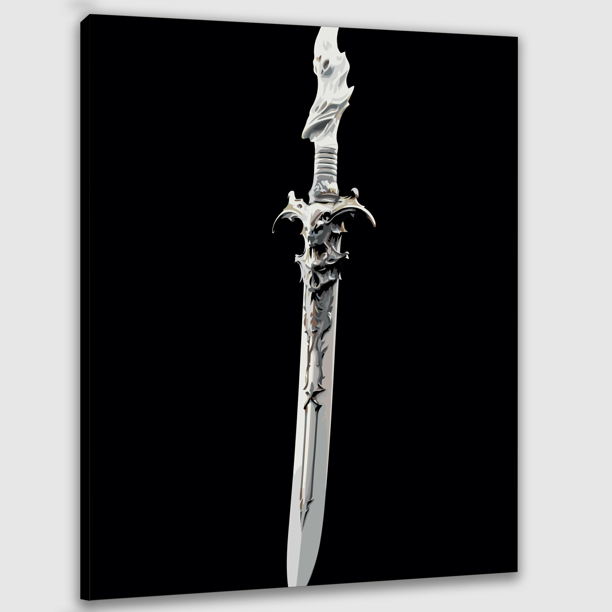 Картина по номерам 40x50 см, Меч берсерка, скульптура, мрамор, мастерство, артистизм, дизайн меча, острое лезвие, линии