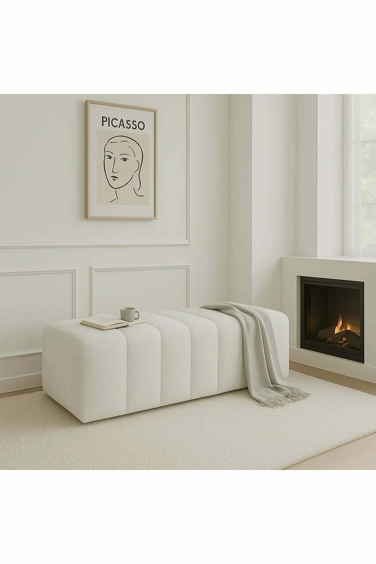 Банкетка 120х40х55см, белый, велюр, с выбором оттенка . Для дома, спальни, прихожей, салона, фотостудии, с выбором цвета