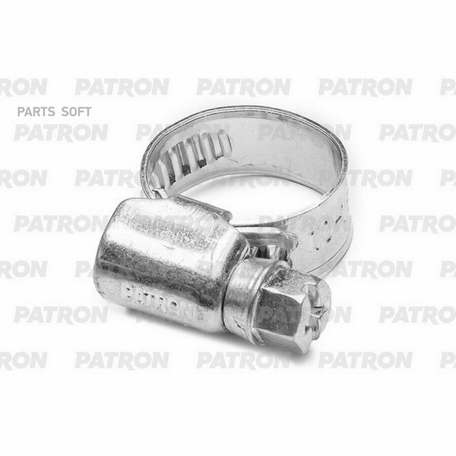 Хомут винтовой 10-16 мм German Type лента с накаткой, ширина ленты 9 мм, W1 - оцинкованная сталь PATRON PG010016 | цена за 1 шт