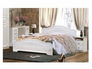 Кровать 160 низкий щиток с настилом ДСП (Бодега белая / Сандал)