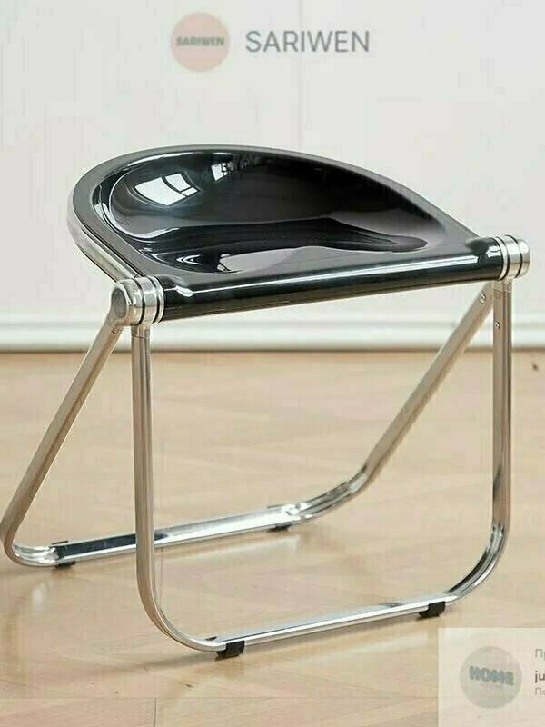 Стул SARIWEN, откидной, металлический, полукруглый, черный, 43х43х45 см