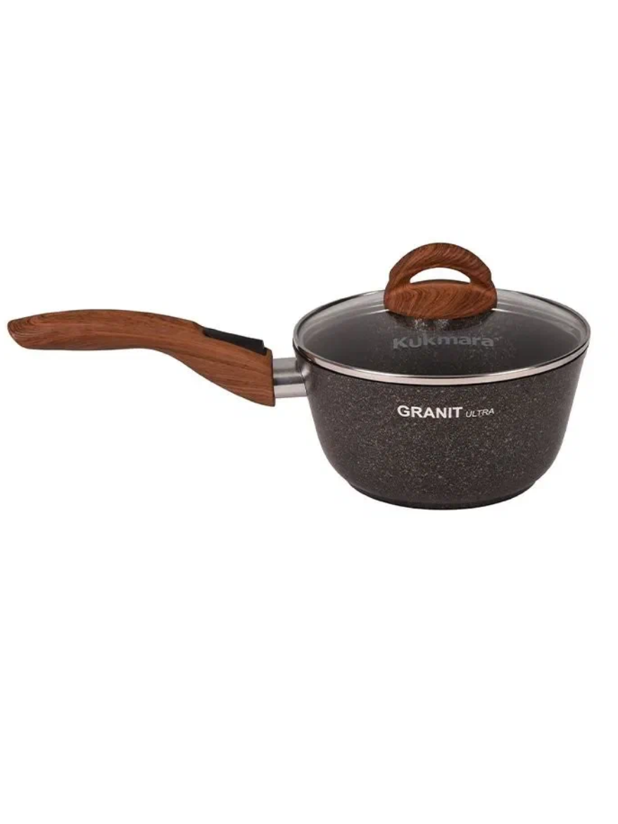 Ковш 1,5 л KUKMARA Granit ultra кго0156а, черный, с носиком, съемная ручка, крышка