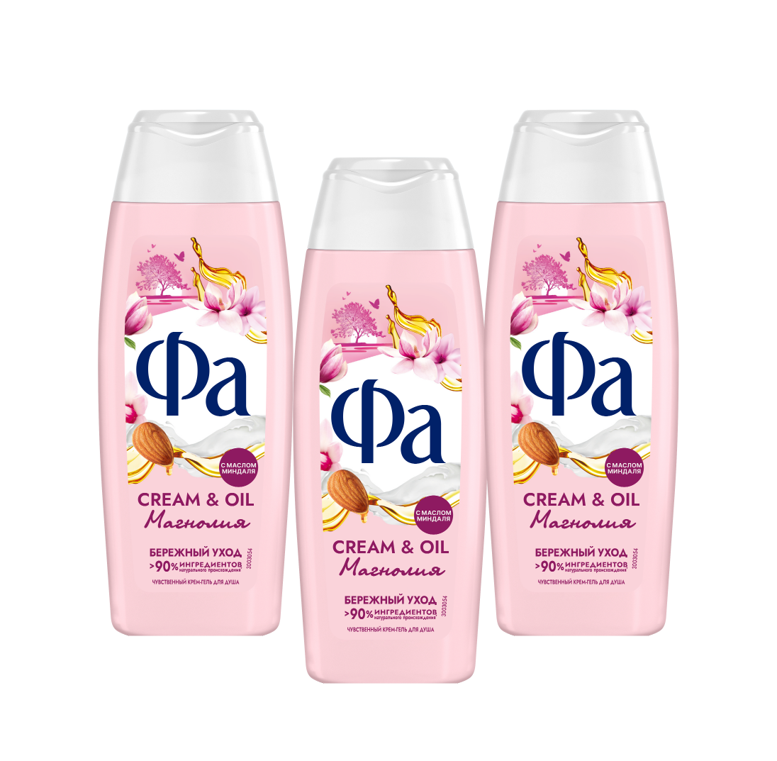 Гель для душа Schwarzkopf Fa Cream & Oil "Магнолия", для женщин, 250 мл, 3 шт