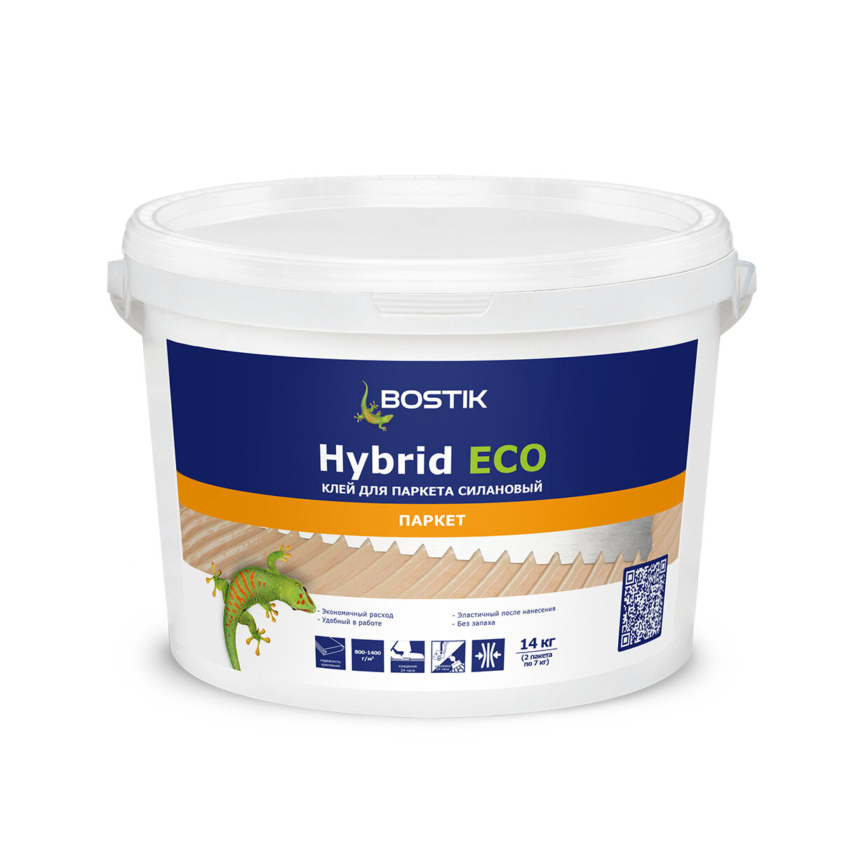 Клей для паркета Bostik Hybrid ECO однокомпонентный, гибридный, 14 кг