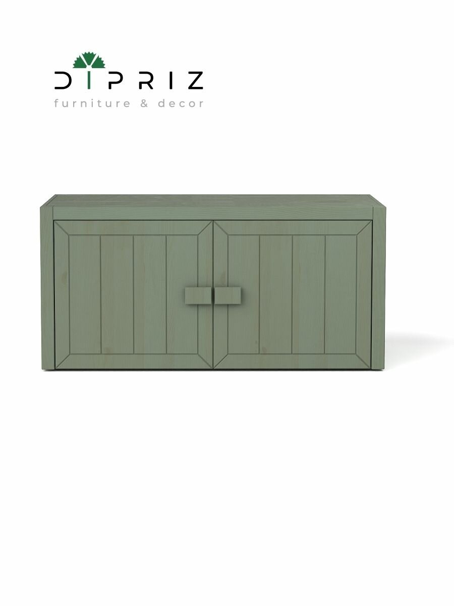 Антресоль105х50х50, Карлос, на шкаф, деревянная, массив сосны, зеленый эвкалипт, Dipriz