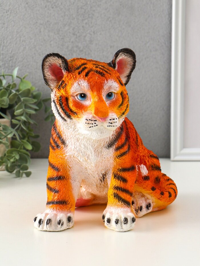 Копилка для денег «Тигр сидячий», гипс, оранжево-коричневый 23×15.5×23 см