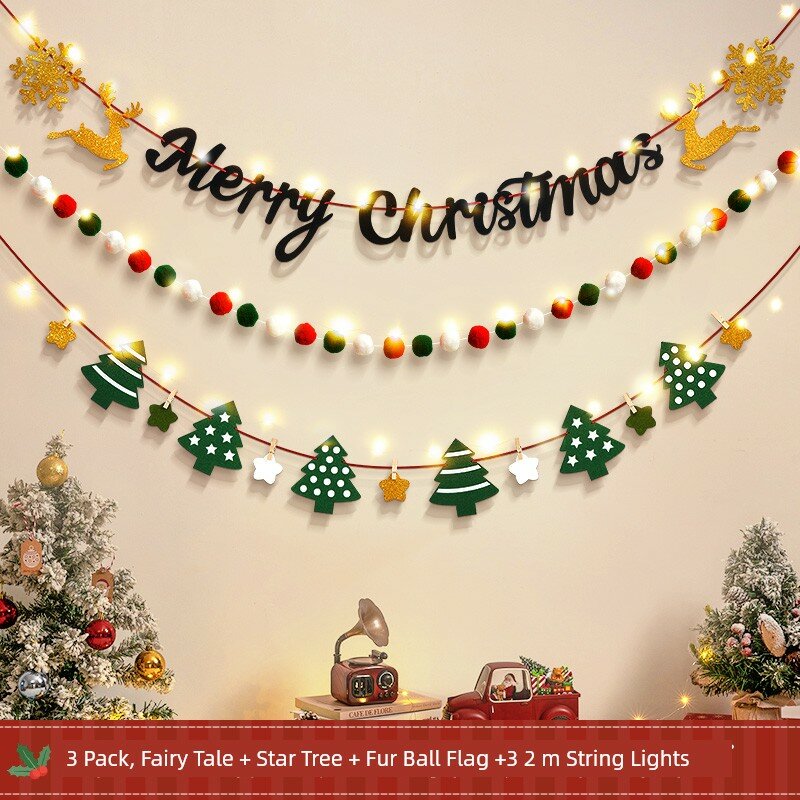 Рождественские флаги, гирлянды, декорации для сцены, подвесные флаги, подвесные украшения, атмосферные миниатюрные