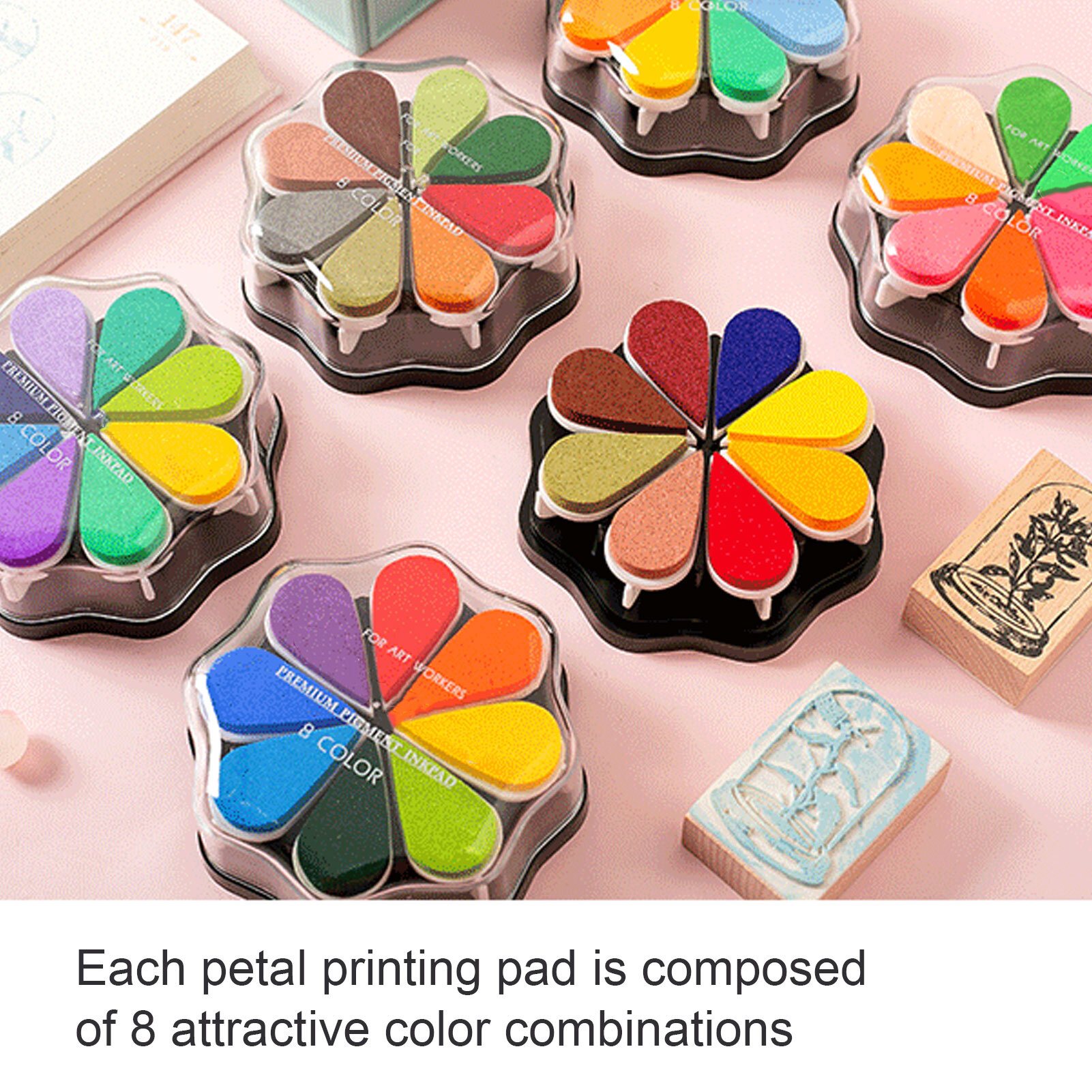 6 шт. моющиеся чернильные подушечки в форме лепестков, 8 металлических цветов, резиновые подушечки для штампов «сделай сам», для собак, детские отпечатки пальцев