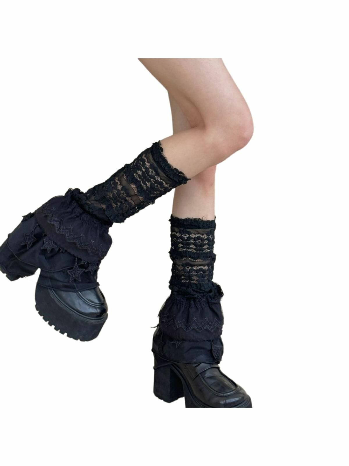 Женские кружевные гетры с рюшами