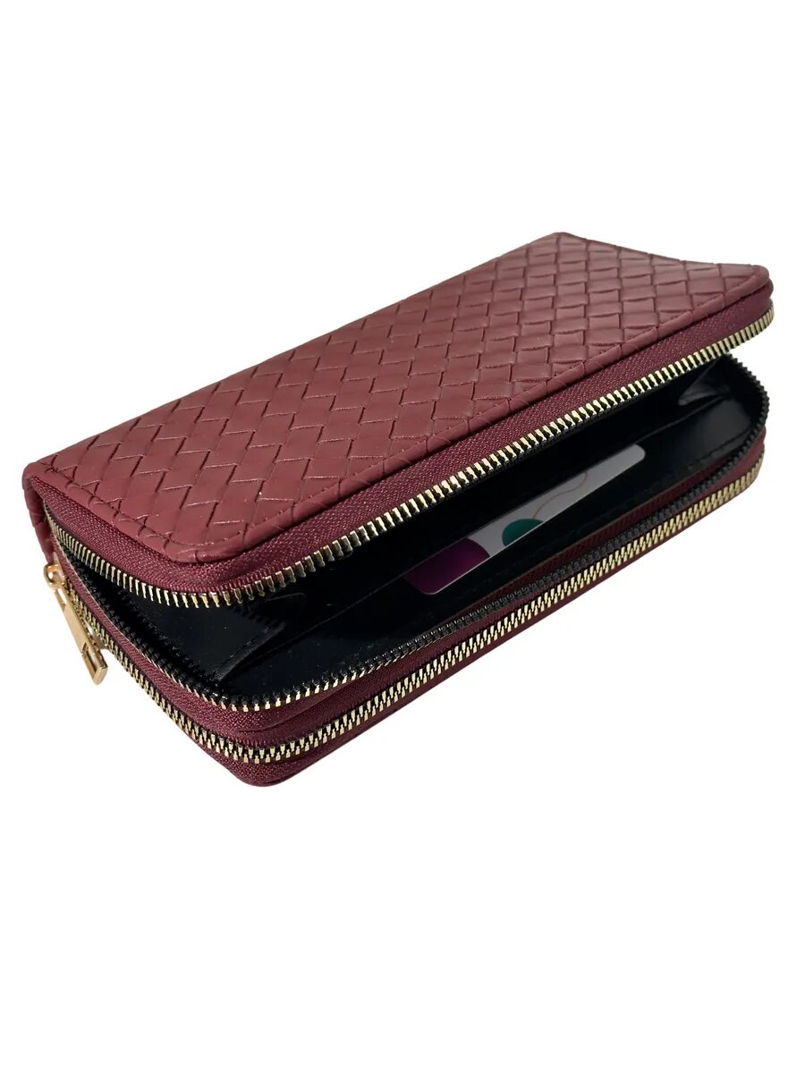 Кошелек Pretty Mania, фактура матовая, плетеная, красный — фото 1