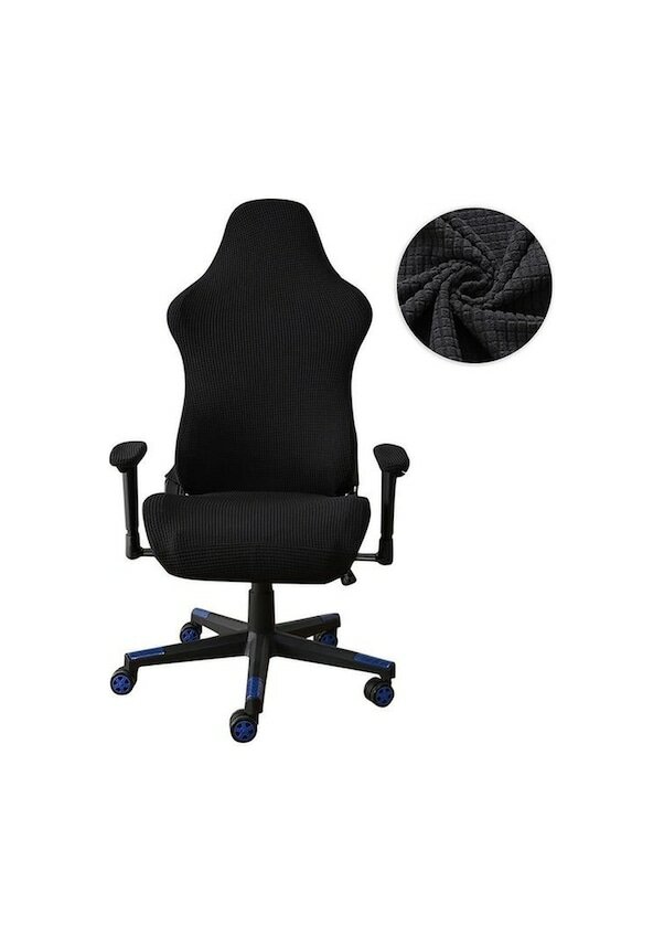 Черная чехол для сиденья игрового кресла чехол для компьютерного кресла чехол для сиденья чехол для киберспортивных кресел офисный эластичный чехол для стула, 1 комплект, материал: полиэстер, пухоподобный флис, ПУ-кожа, размеры кресла: длина 40-52 см,