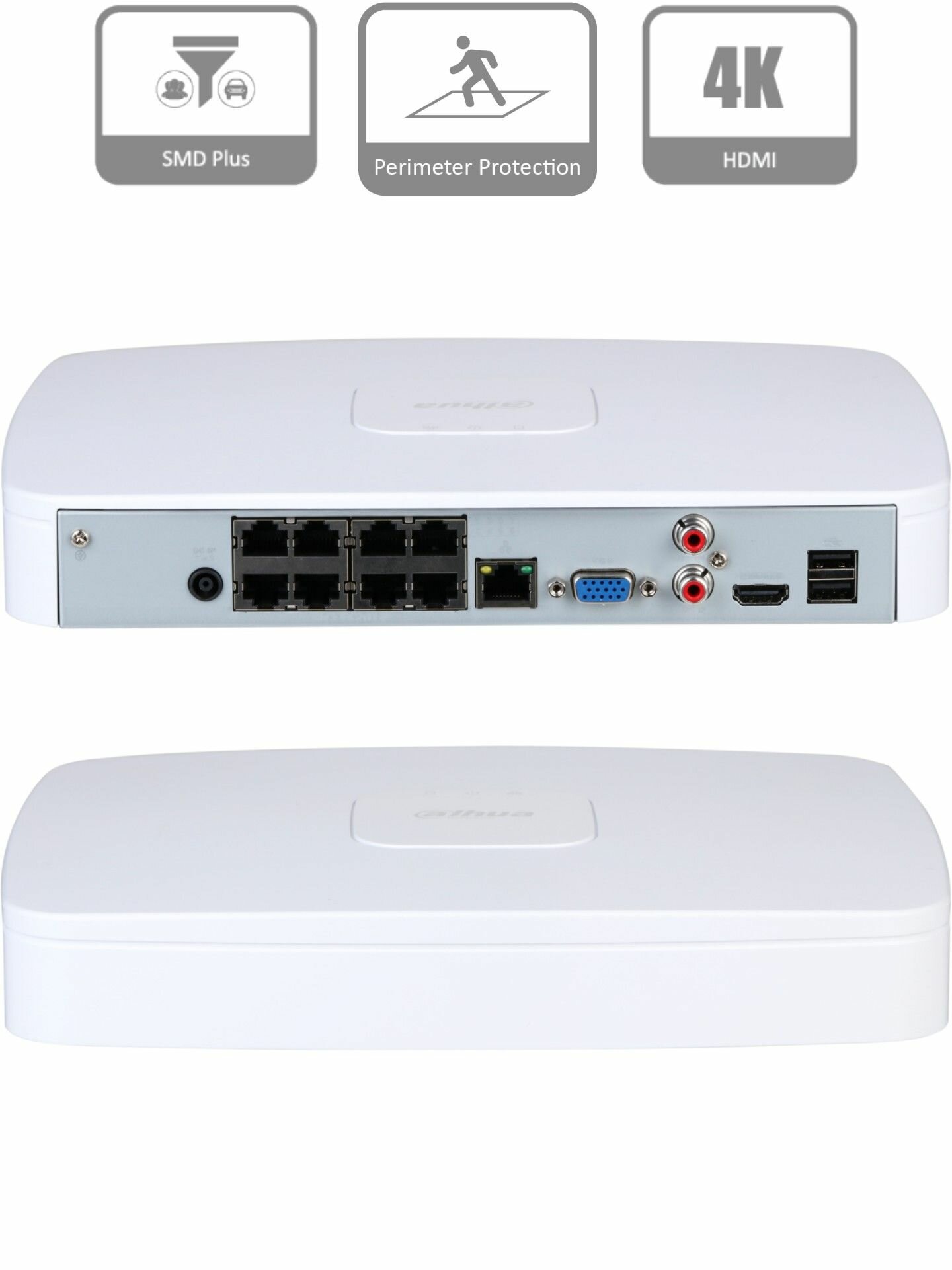 Dahua DH-NVR2108-8P-4KS3 - 8 канальный видеорегистратор IP для камер видеонаблюдения, NVR регистратор сетевой, 4K, 1 HDD, 8 PoE, H.265+