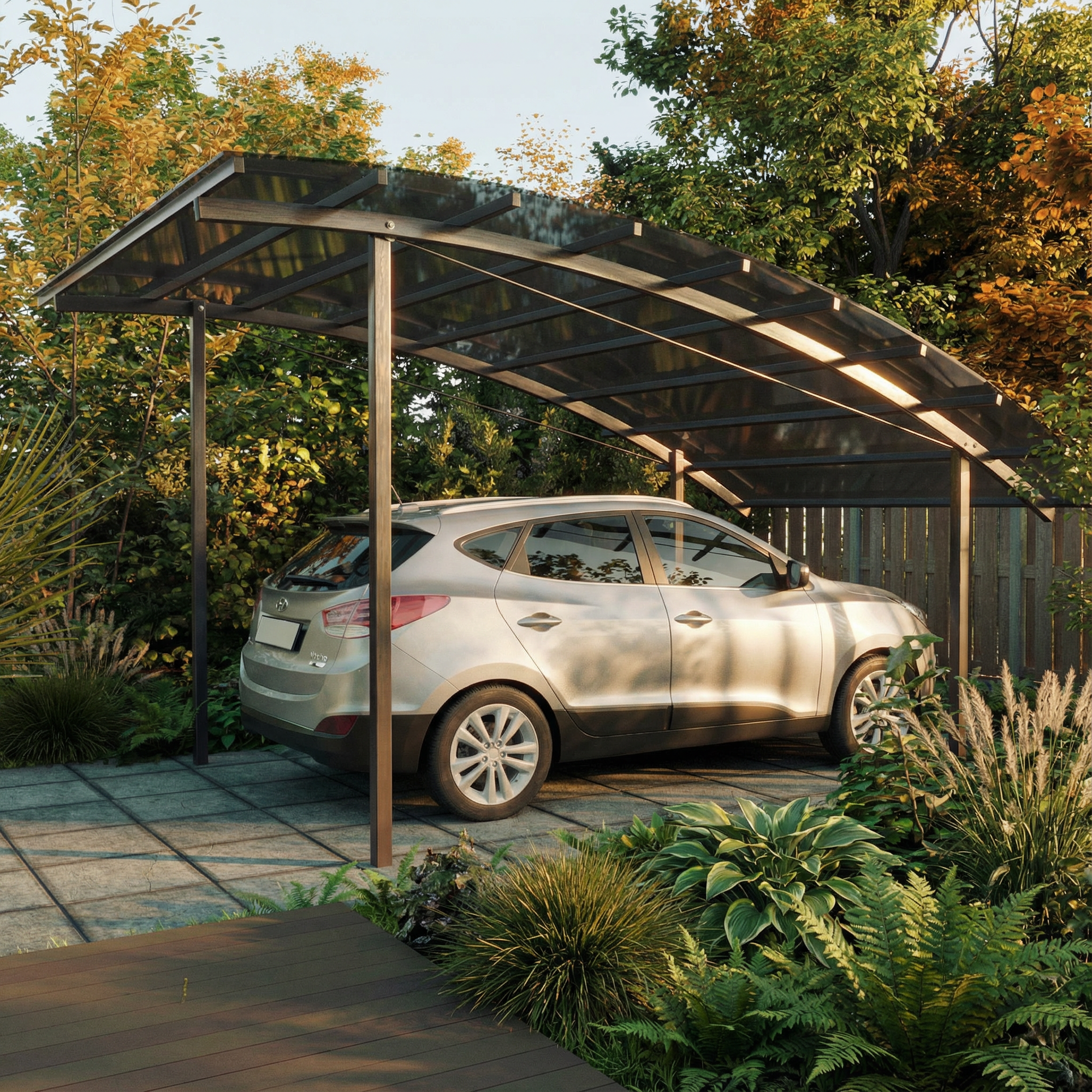 Беседка, навес односкатный форд 1S размер 4х3 м. Цвет коричневый 8017. Поликарбонат включен в стоимость