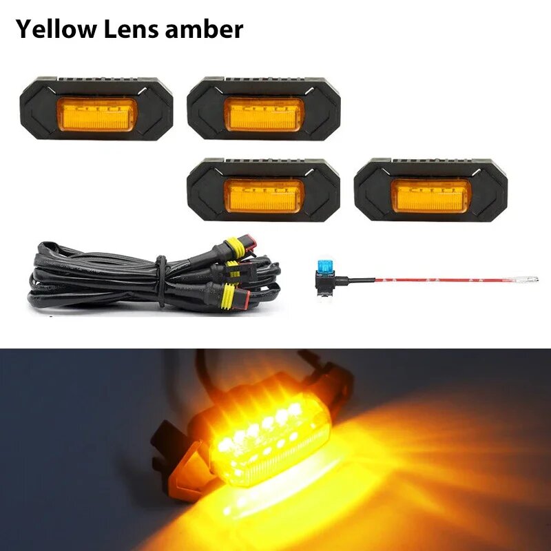 4 шт. фары Raptor, совместимые с Toyota RAV4, светодиодные фонари для гриля 2019 Yellow Lens Amber