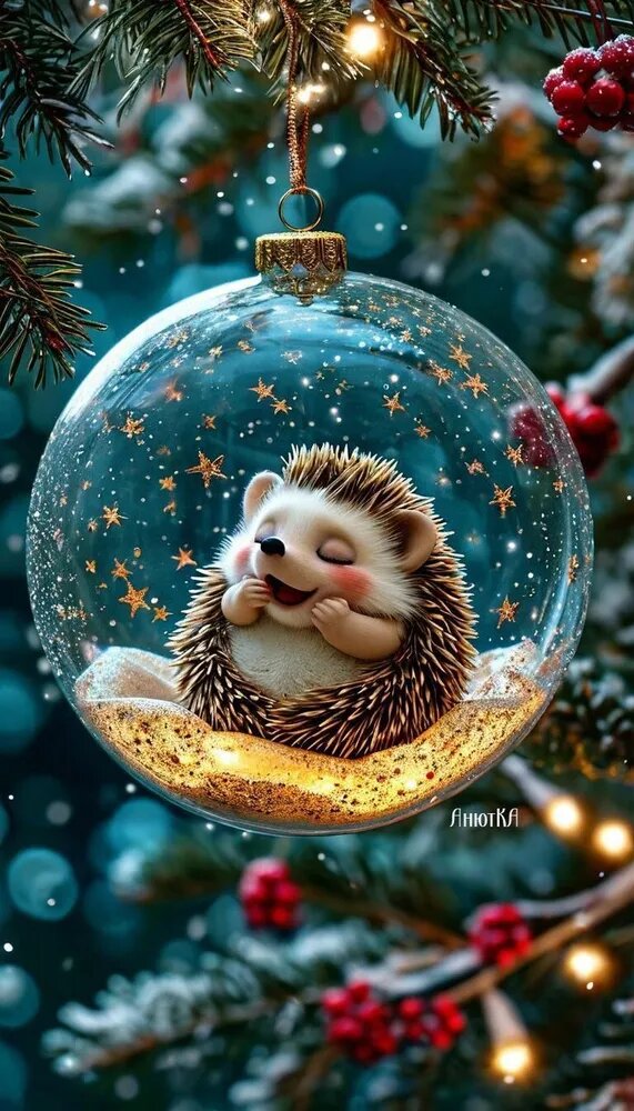 Алмазная Мозаика "Ёжик Под Зонтиком" 40x50 См Алмазная Вышивка / Картина Стразами Подарков / Украшения