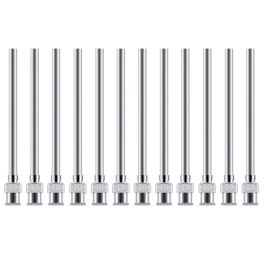 Упаковка из 12 точных дозирующих игл из нержавеющей стали длиной 50 мм для плавного и точного нанесения клея при выполнении сложных задач