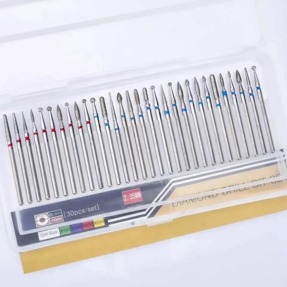 Набор алмазных боров для гравировки, хвостовик d-2,35 мм, 30 шт