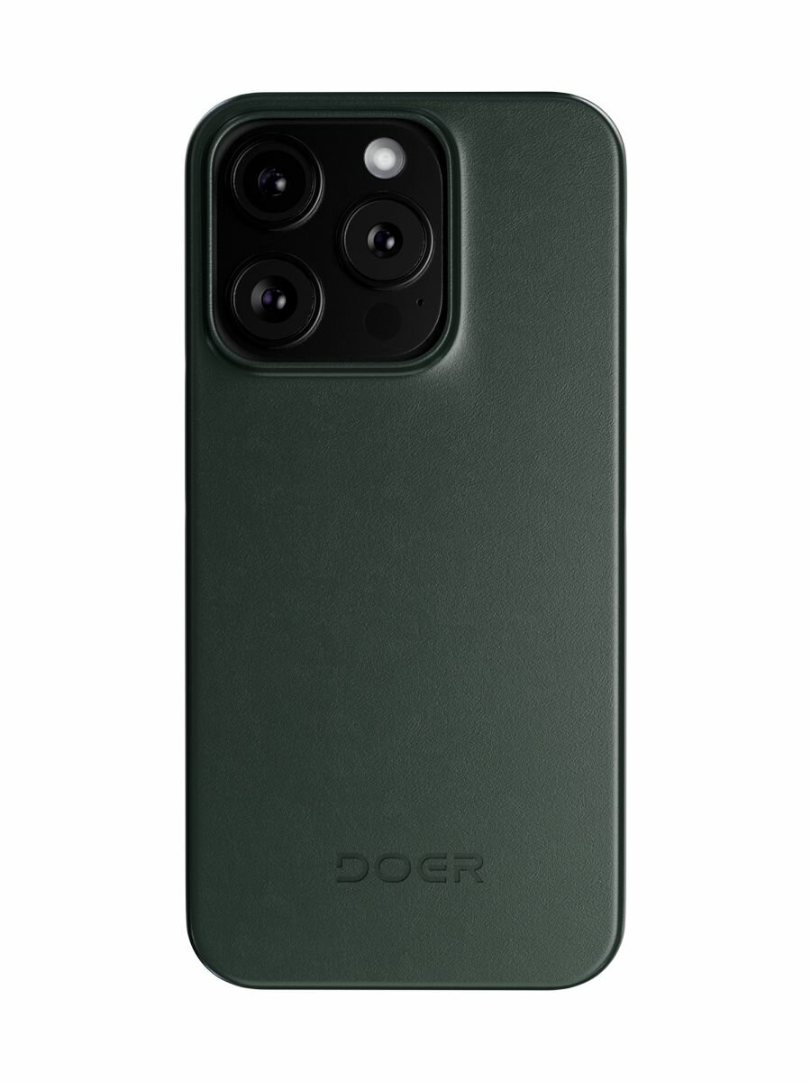 Doer чехол из натуральной кожи для iPhone 15 Pro / чехол для айфон 15 про / Classic Case (темно-зеленый)