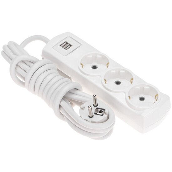 Удлинитель Rexant PREMIUM 3 м, 2 USB, 3 гнезда, 3х1.5 кв. мм, с/з, белый