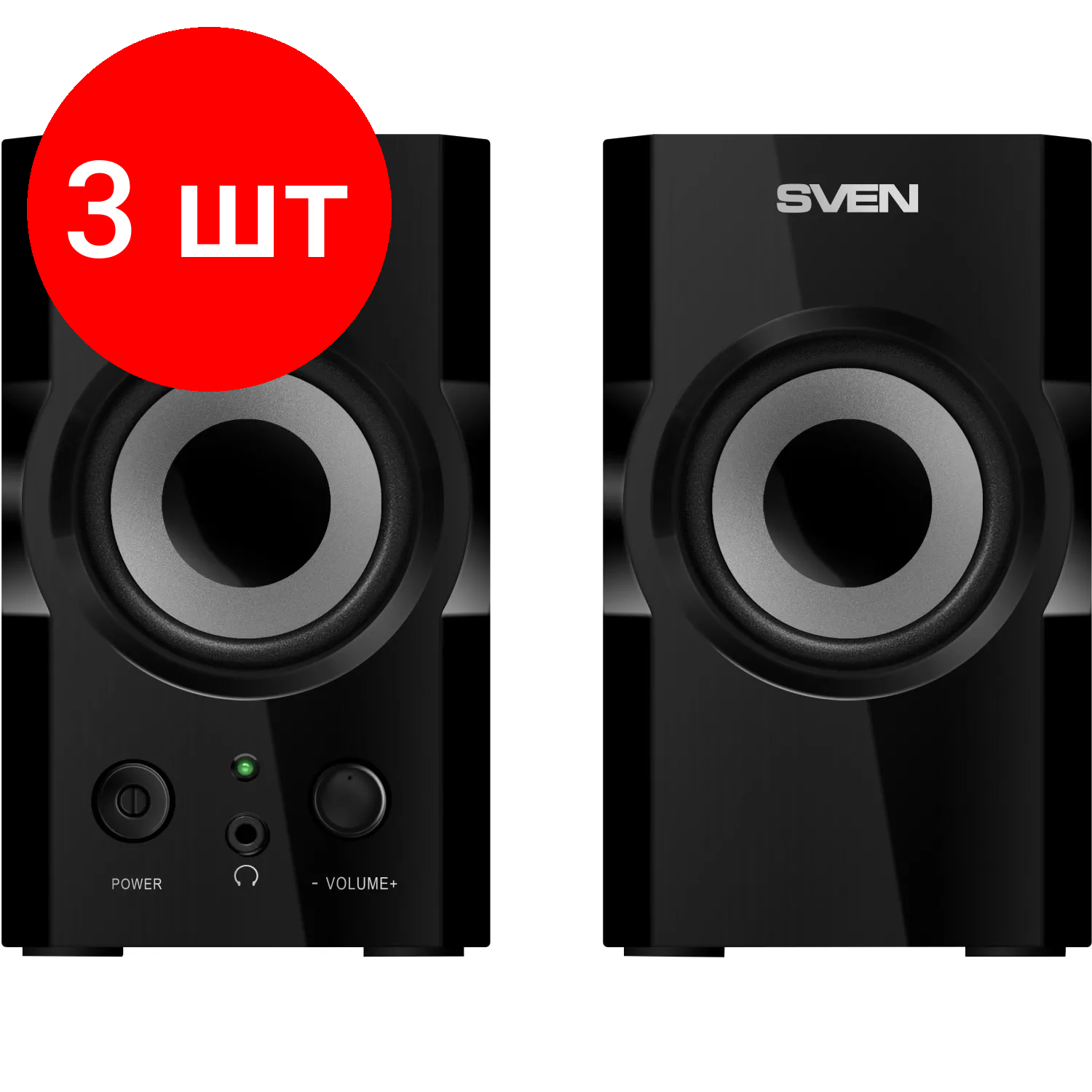 Комплект 3 штук, Акустическая система Sven SPS-606, черный (6 Вт)