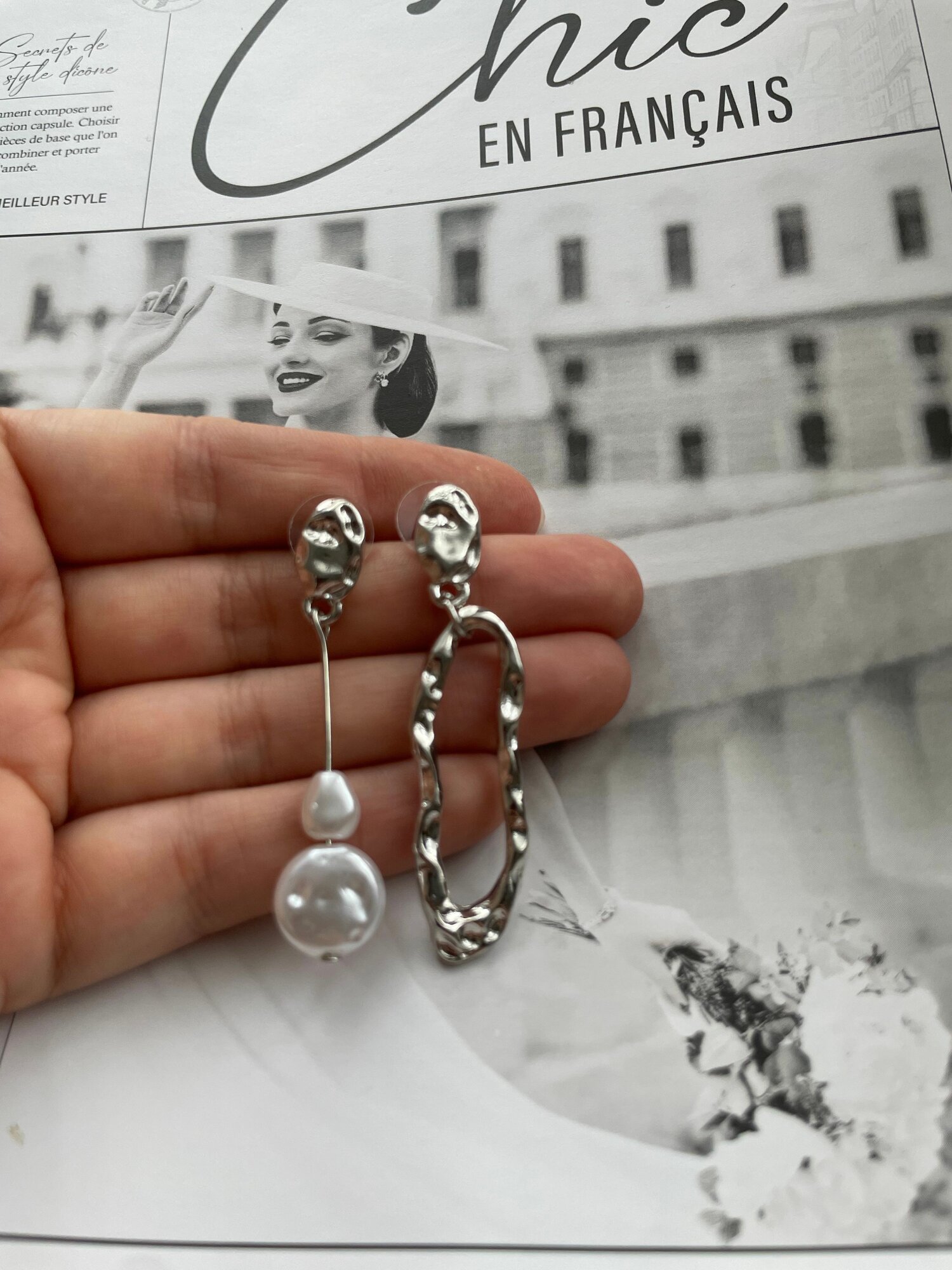 Серьги, жемчуг барочный