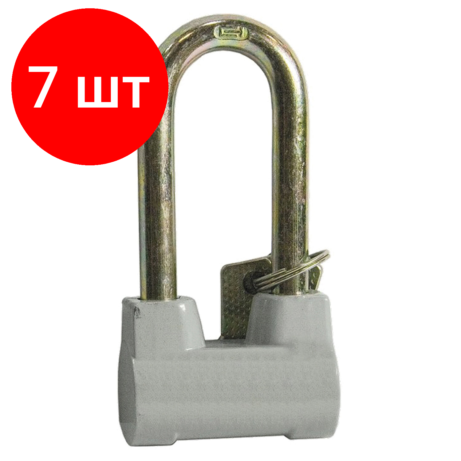 Комплект 7 шт, Замок навесной, ширина 60 мм, чугун, удлиненная дужка d-10 мм, финский, 3 ключа, СИБРТЕХ, ЗН2-4-1, 91623