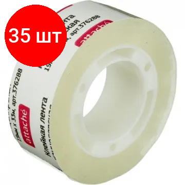 Комплект 35 штук, Клейкая лента канцелярская Attache 19х33 п/в
