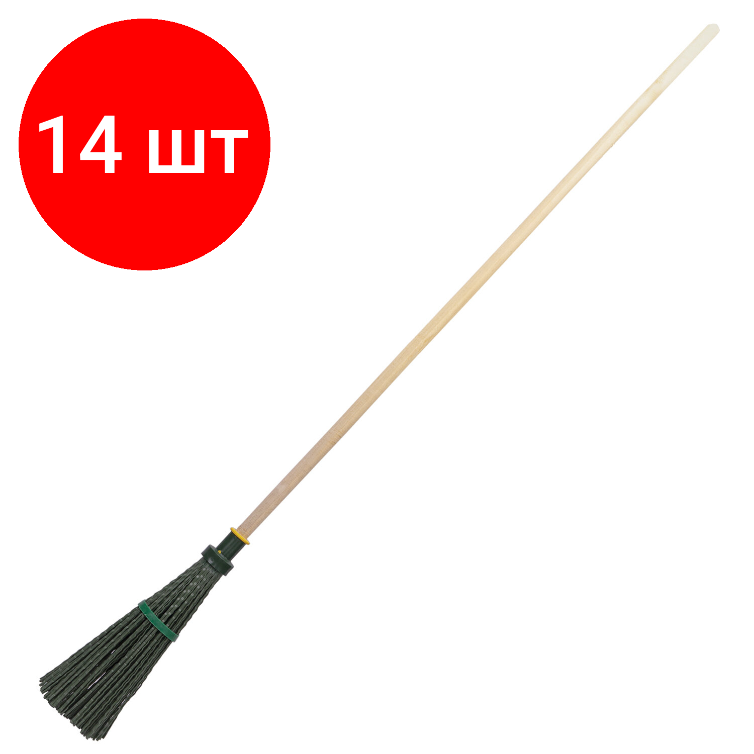 Комплект 14 шт, Метла синтетическая круглая 32х11 см, с череноком 120 см, еврорезьба, № 6, LAIMA EXPERT, 600386
