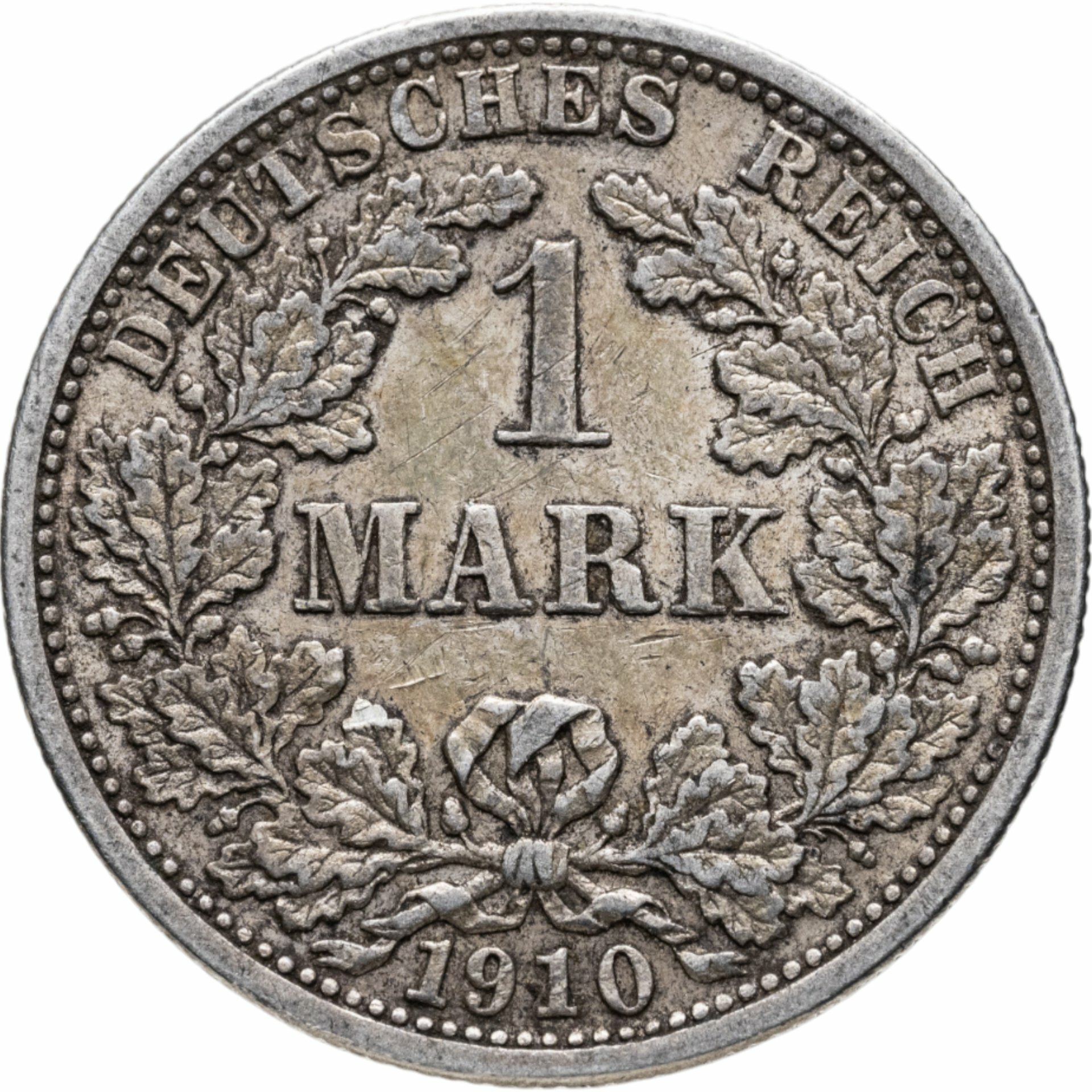 Германия 1 марка 1910 знак монетного двора: "F", Серебро 900, в сохранности XF