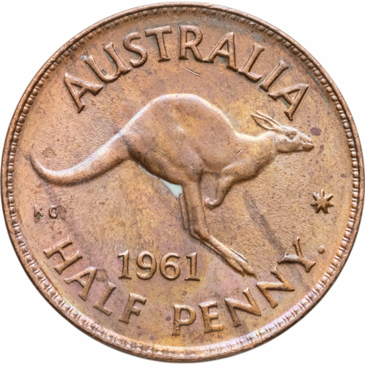 Австралия 1/2 пенни penny 1961, Бронза, в сохранности AU-UNC