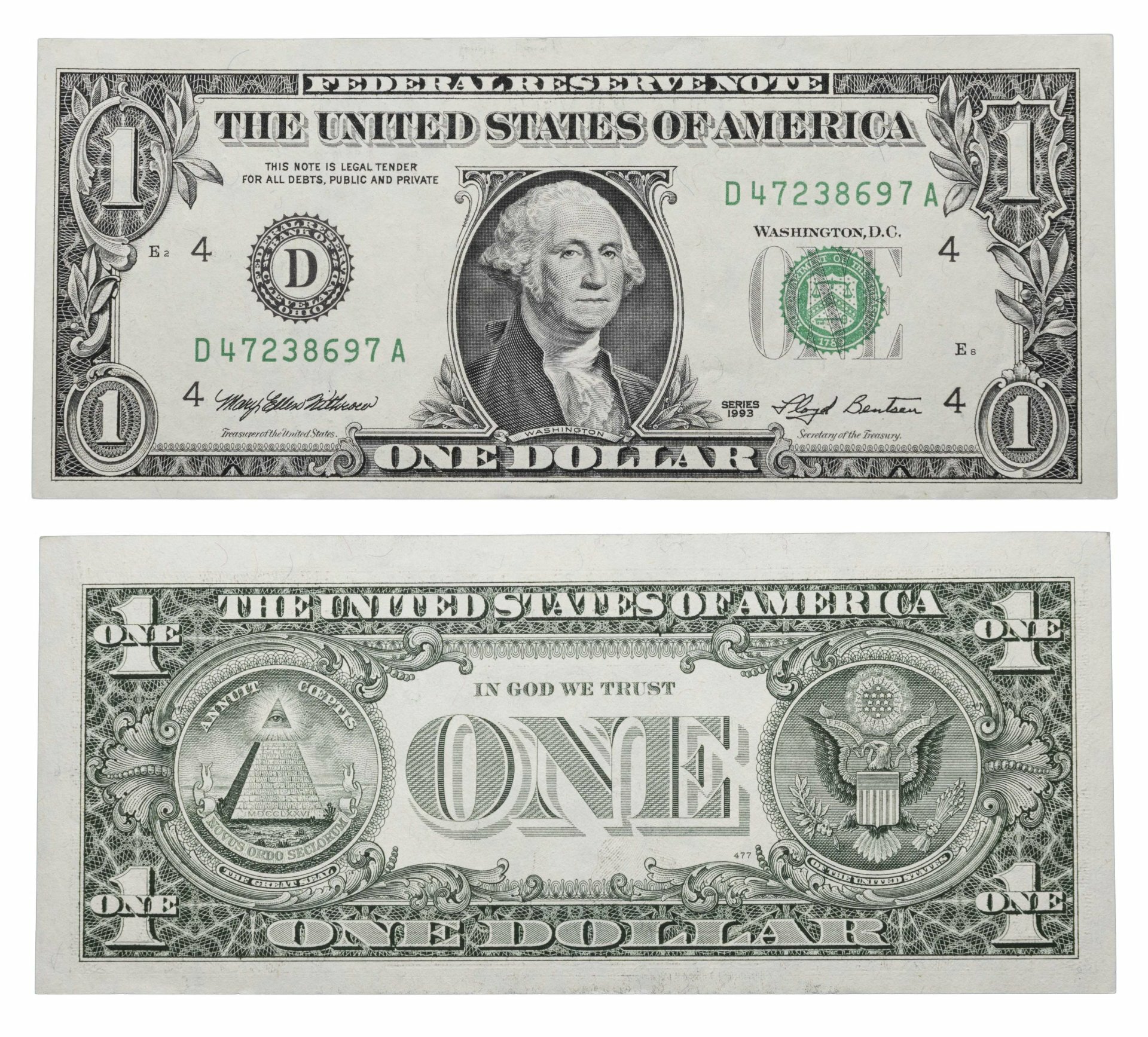 США 1 доллар 1993 год Pick 490а D-Кливленд